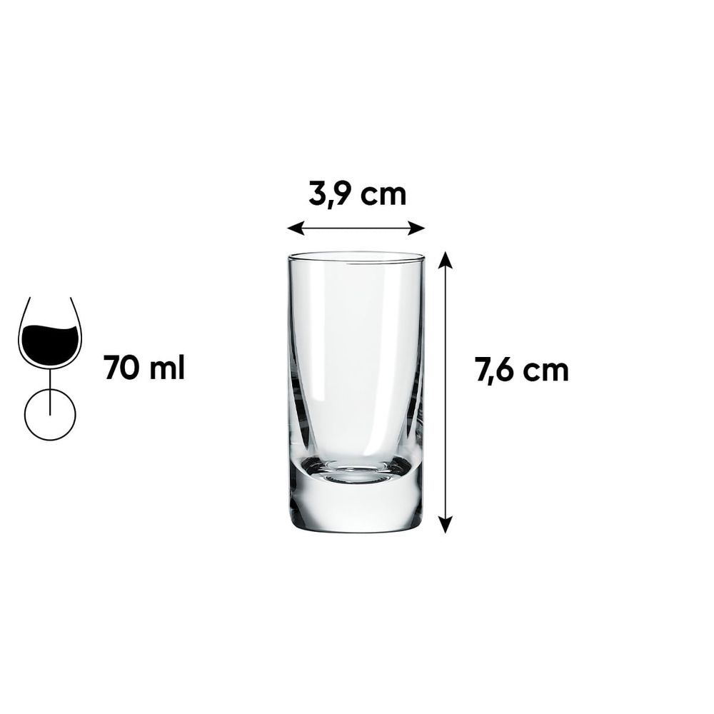 Jogo de 6 Copos de Cristal Para Cachaça 70 Ml Classic - Oxford